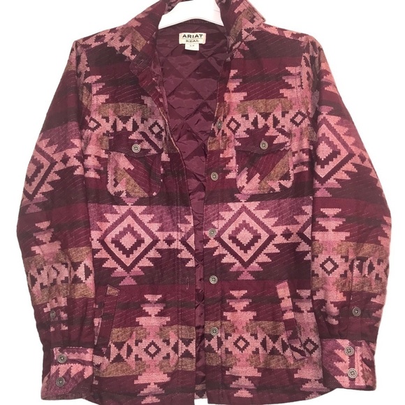 Ariat | Jackets & Coats | Ariat Wineberry Aztec Shacket Jacket Purple ...